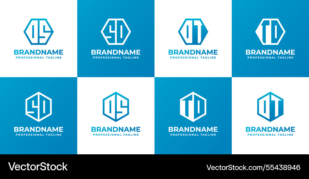 Letters ds sd dt td hexagon logo set suitable Vector Image