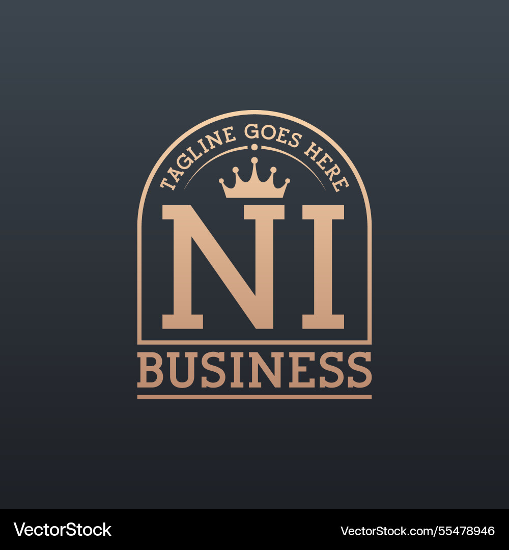 Luxury ni logo with crown elegant letter Vector Image