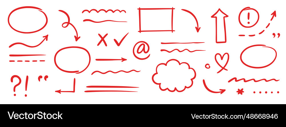 Pen marker line red arrow underline emphasis Vector Image