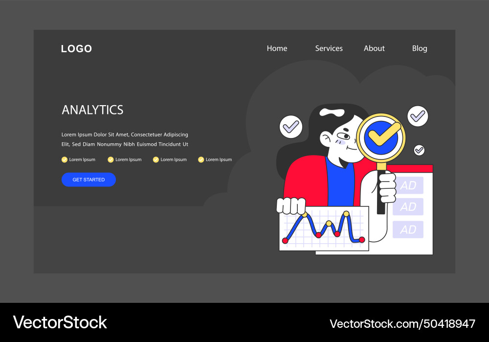 Advertising analytics concept flat Royalty Free Vector Image