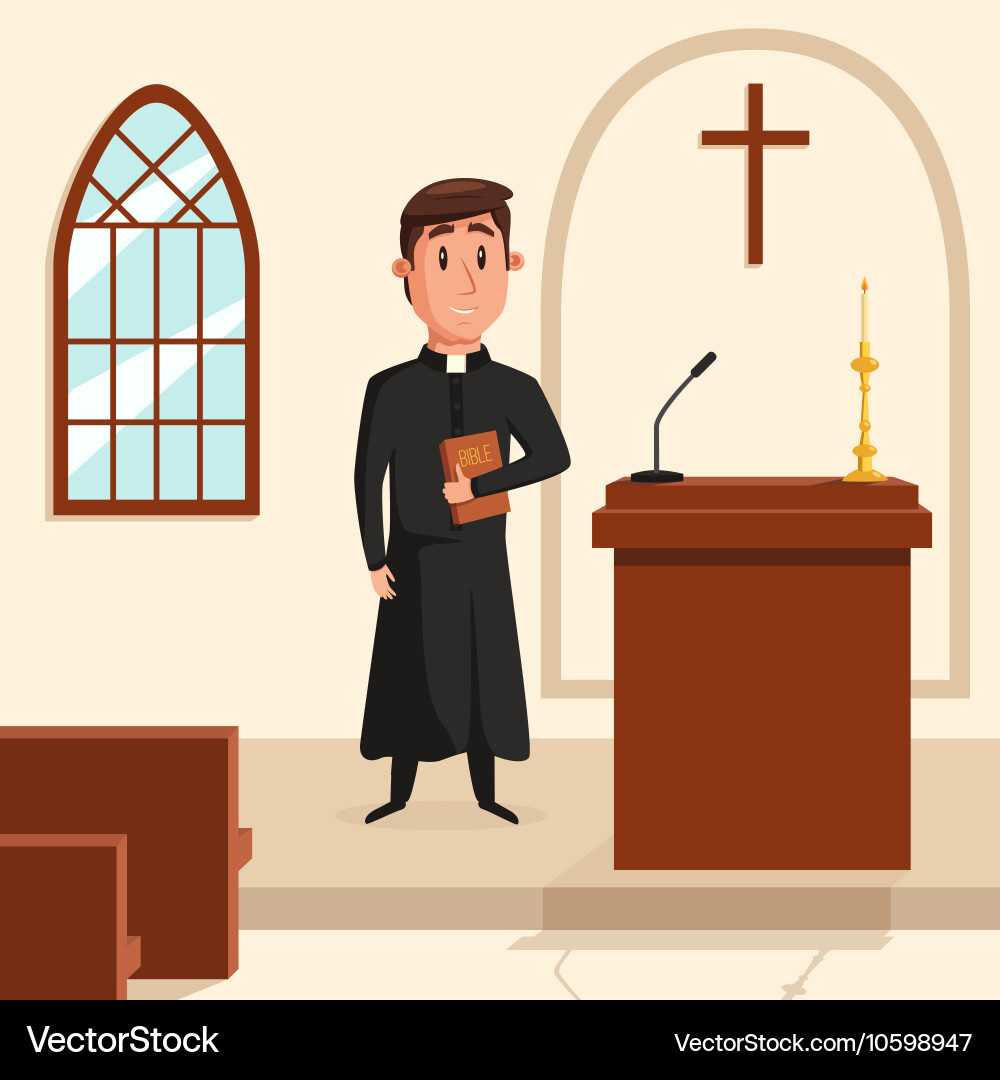 Catholic Priest Delivering Sermon Royalty Free Vector Image
