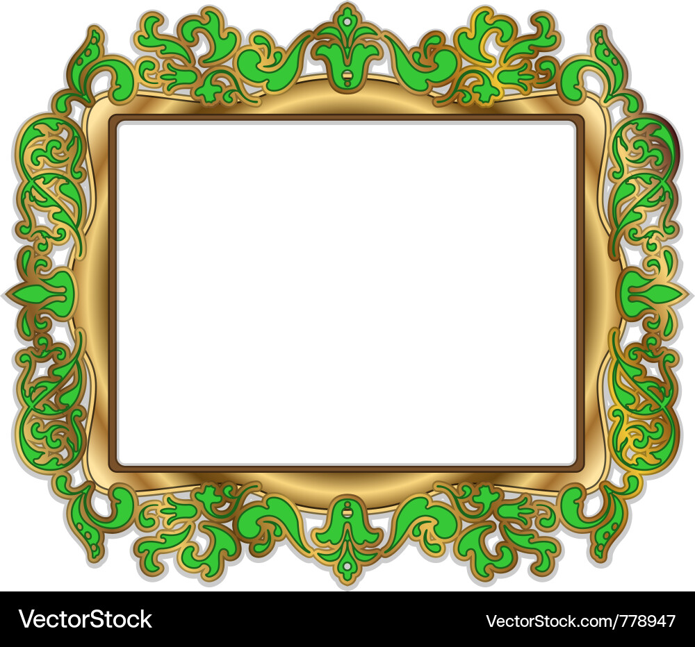 Gold green frame Royalty Free Vector Image - VectorStock