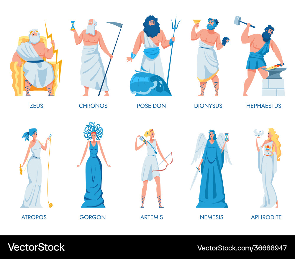 Greek Gods and Goddesses Royalty Free Vector Image