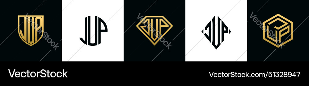 Initial letters jup logo designs bundle Royalty Free Vector