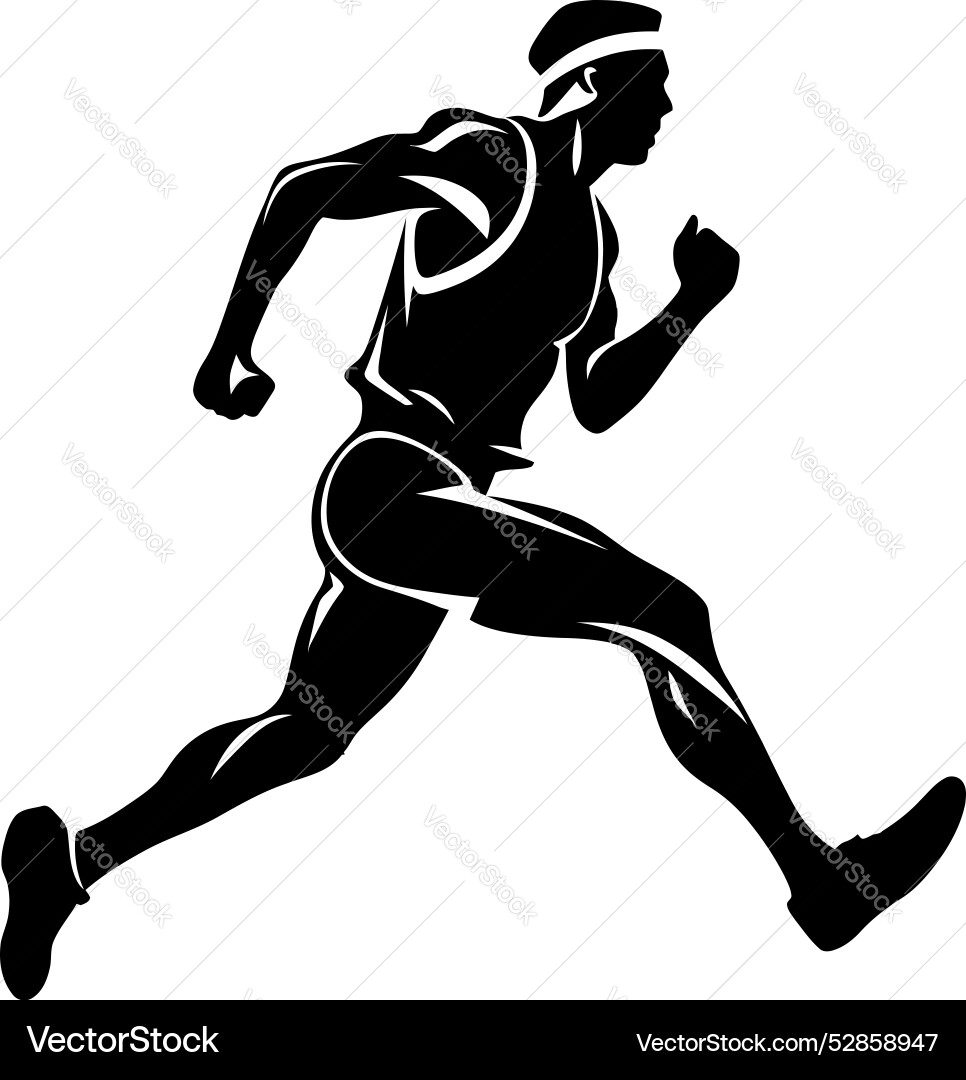 Marathon mastery running side view emblem symbol Vector Image