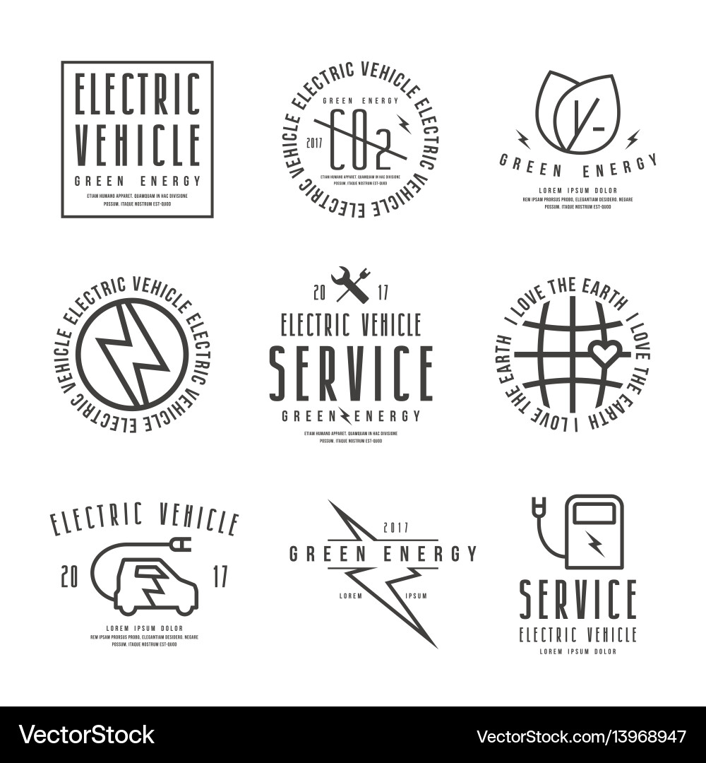 Set of electric car labels Royalty Free Vector Image