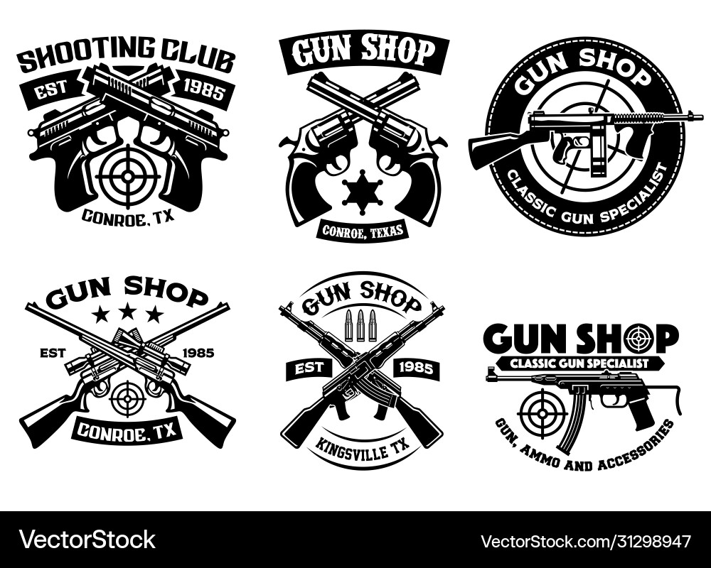 Shooting club badge set collection Royalty Free Vector Image
