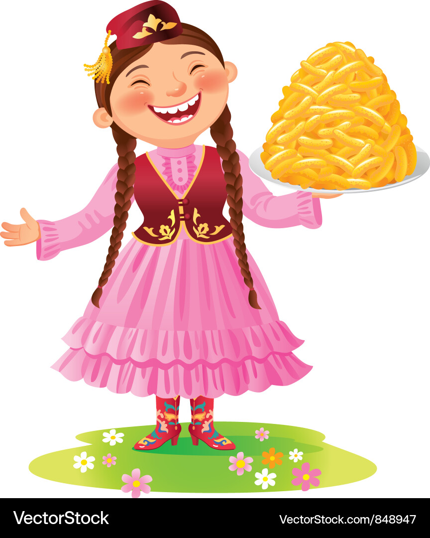 Tatar Girl with Chak-Chak Royalty Free Vector Image