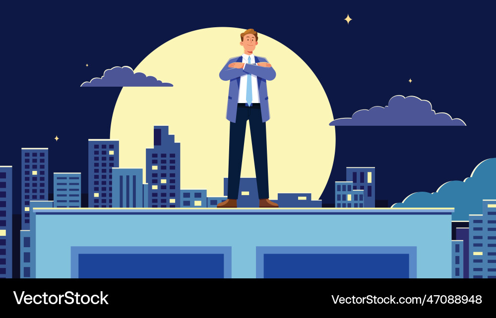 Businessman on rooftop Royalty Free Vector Image