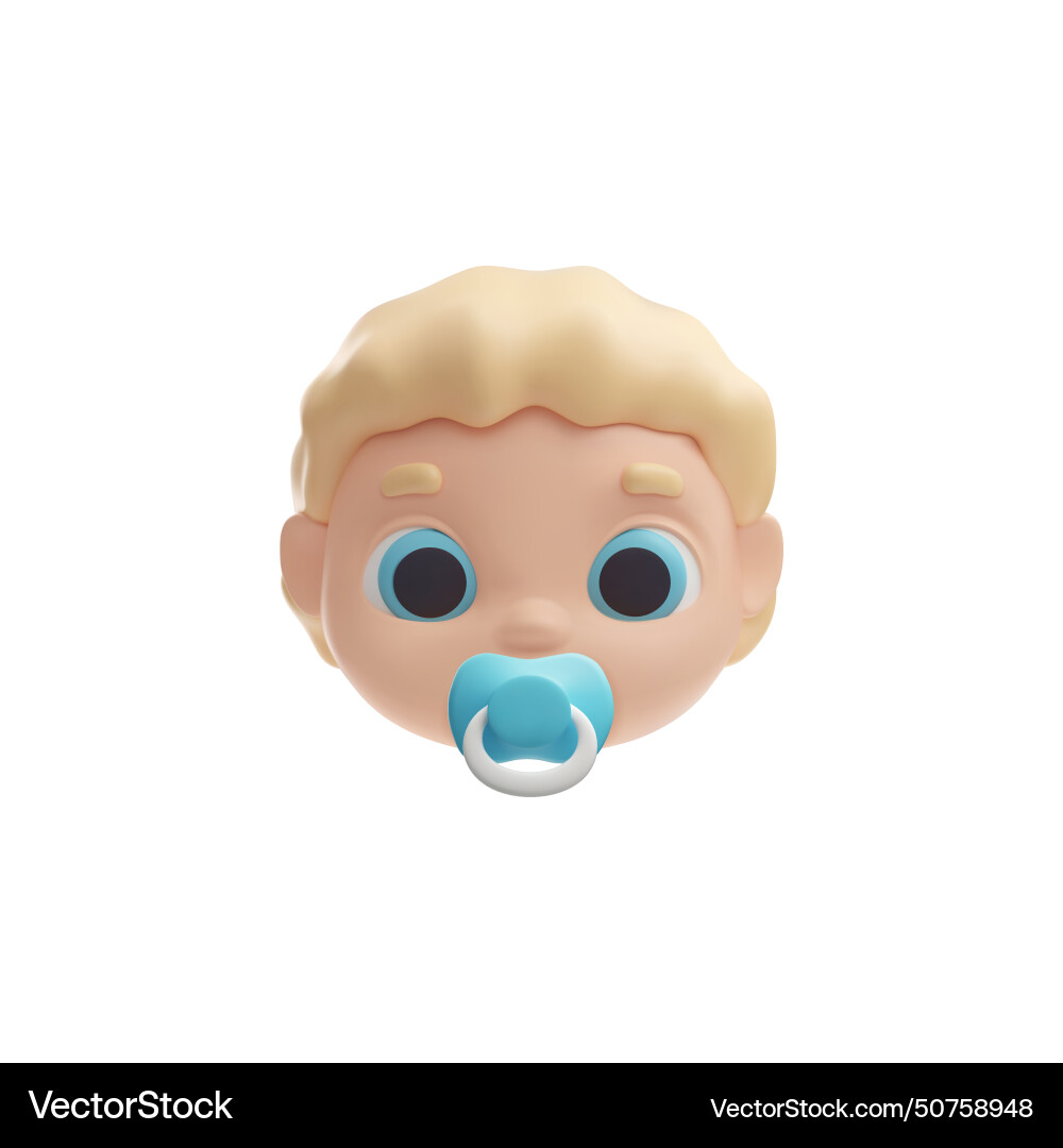 Cartoon baby with pacifier 3d Royalty Free Vector Image