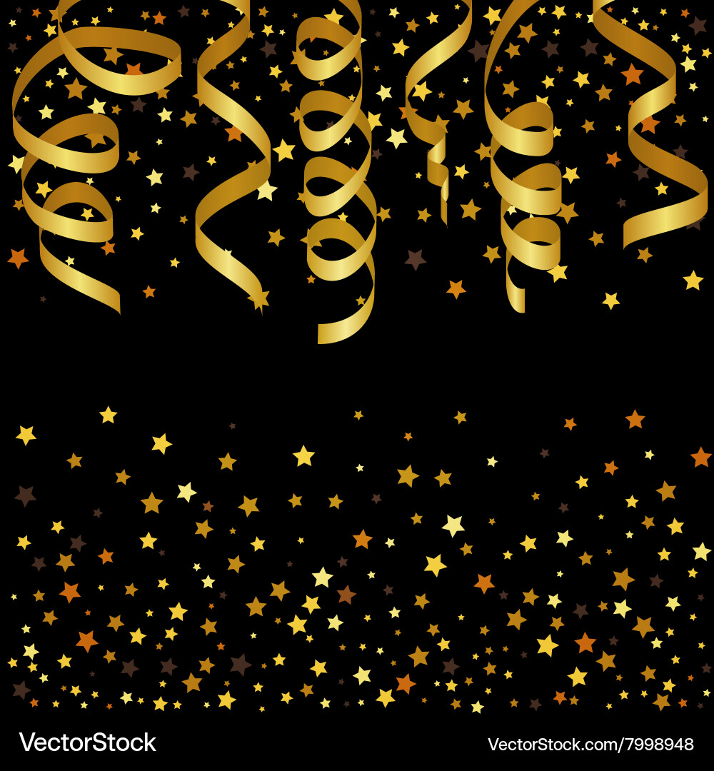 Christmas background with gold streamers and star Vector Image