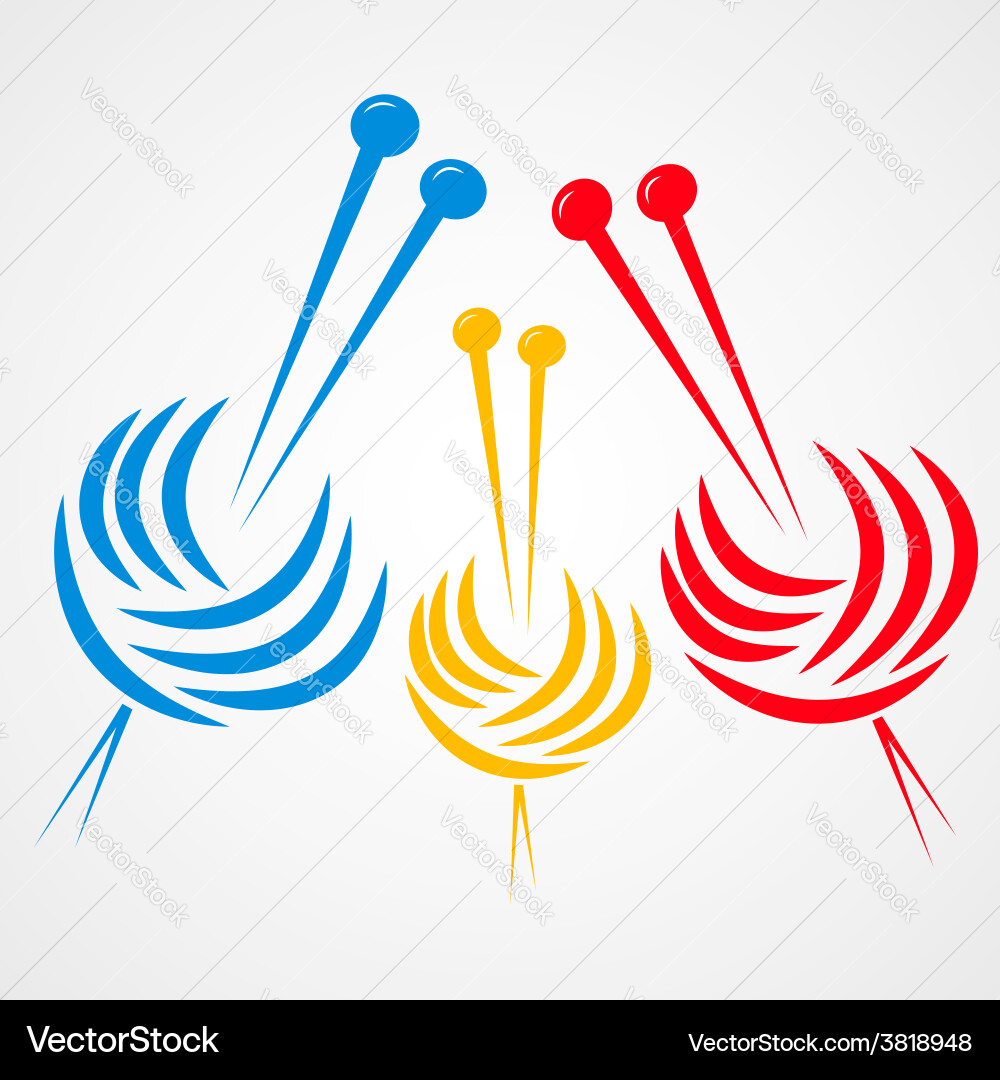 Colorful Knitting Needles Royalty Free Vector Image