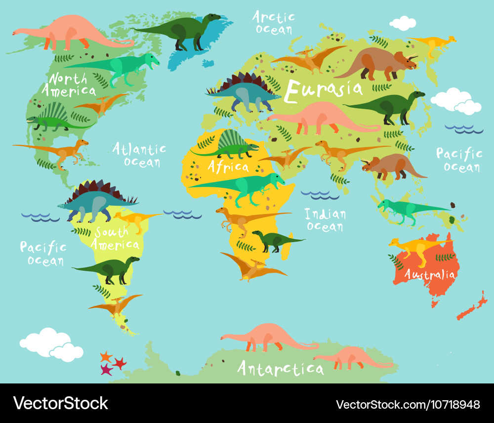 Dinosaur World Map Royalty Free Vector Image - VectorStock
