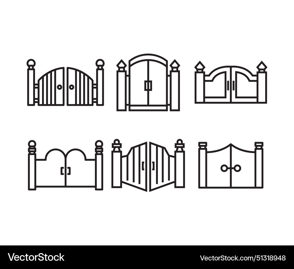 Gate and fence icons Royalty Free Vector Image