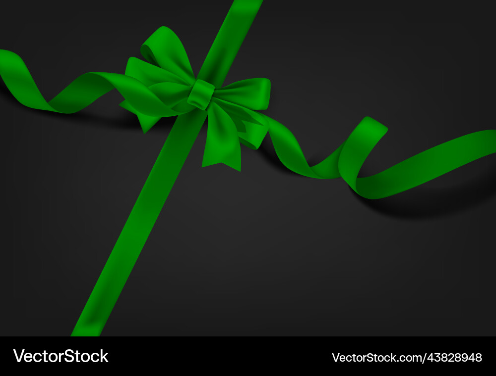 Green ribbon on black background realistic 3d Vector Image