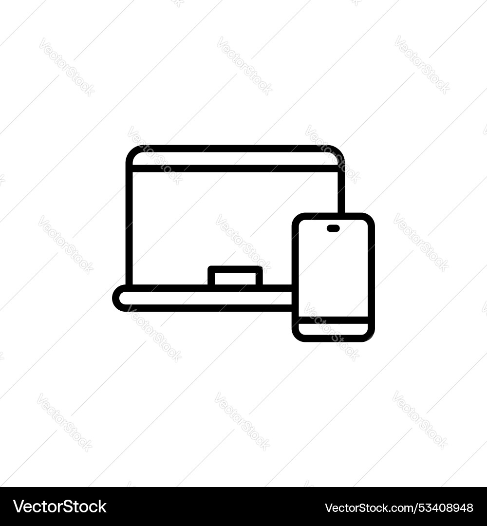 Laptop and mobile icon isolated on white Vector Image