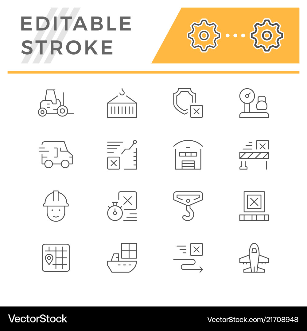 Logistics Line Icons Set Royalty Free Vector Image