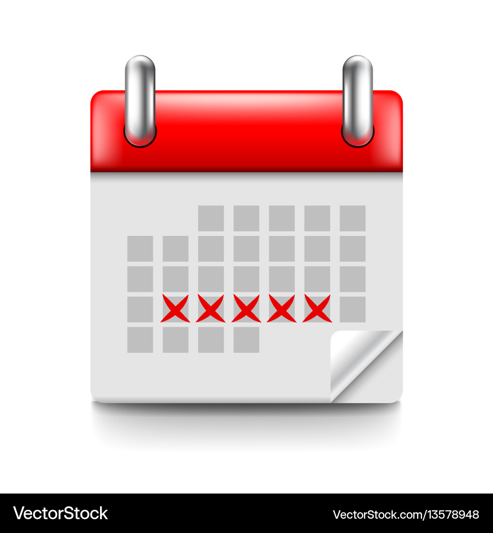 Menstruation calendar isolated on white Royalty Free Vector