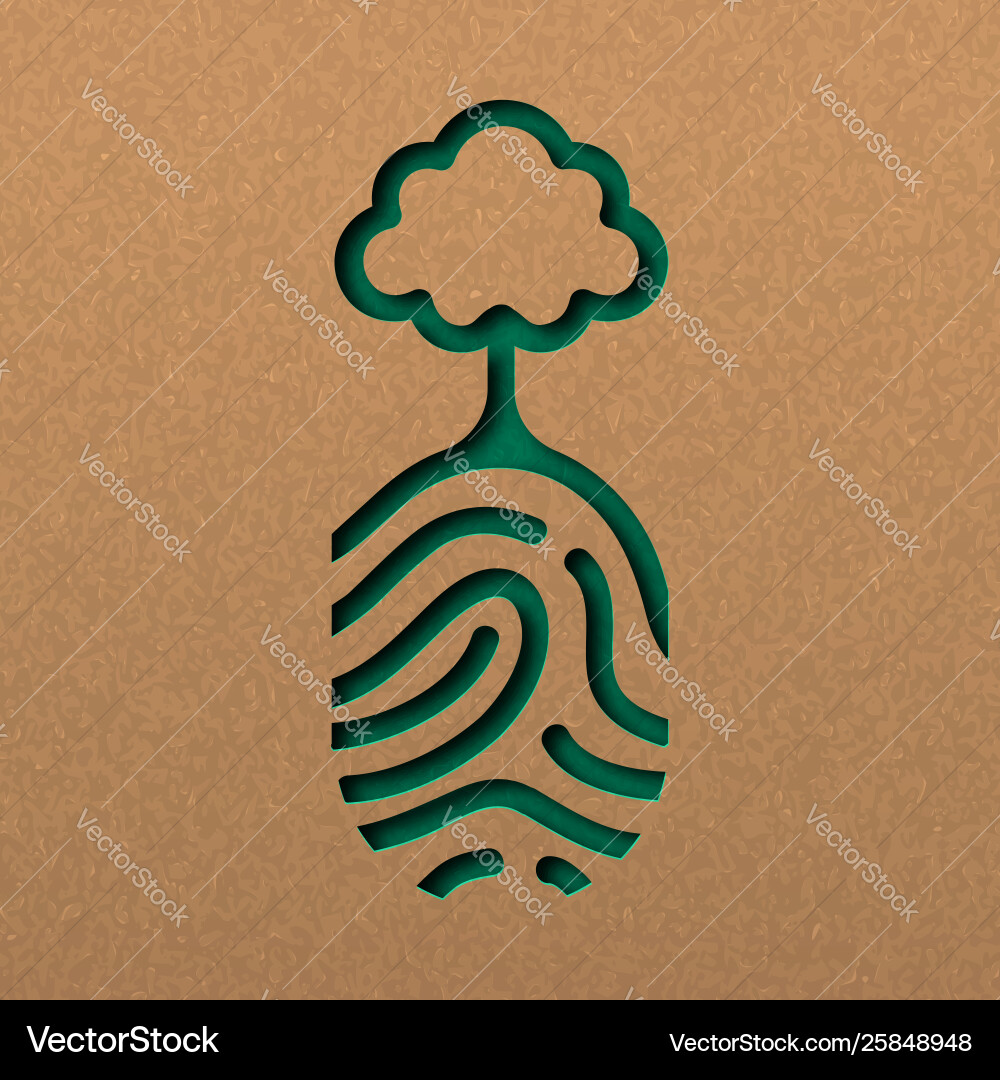 Nature Fingerprint Papercut Tree Royalty Free Vector Image
