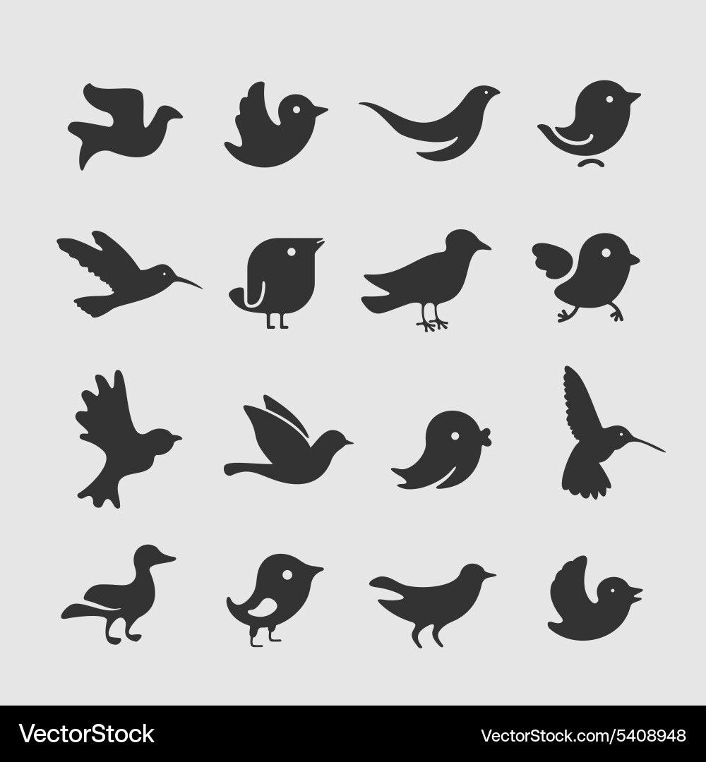 Set of bird symbols Royalty Free Vector Image - VectorStock