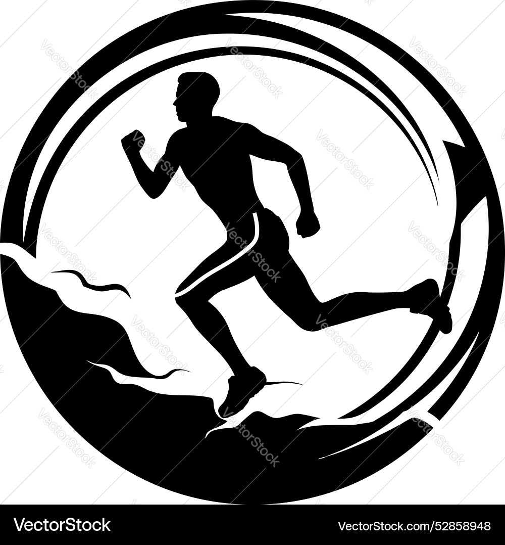 Stride champion running iconic emblem design Vector Image