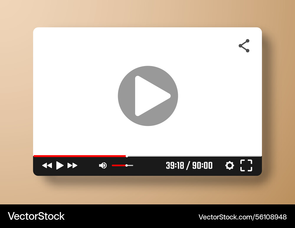 Video player template for web or mobile apps Vector Image