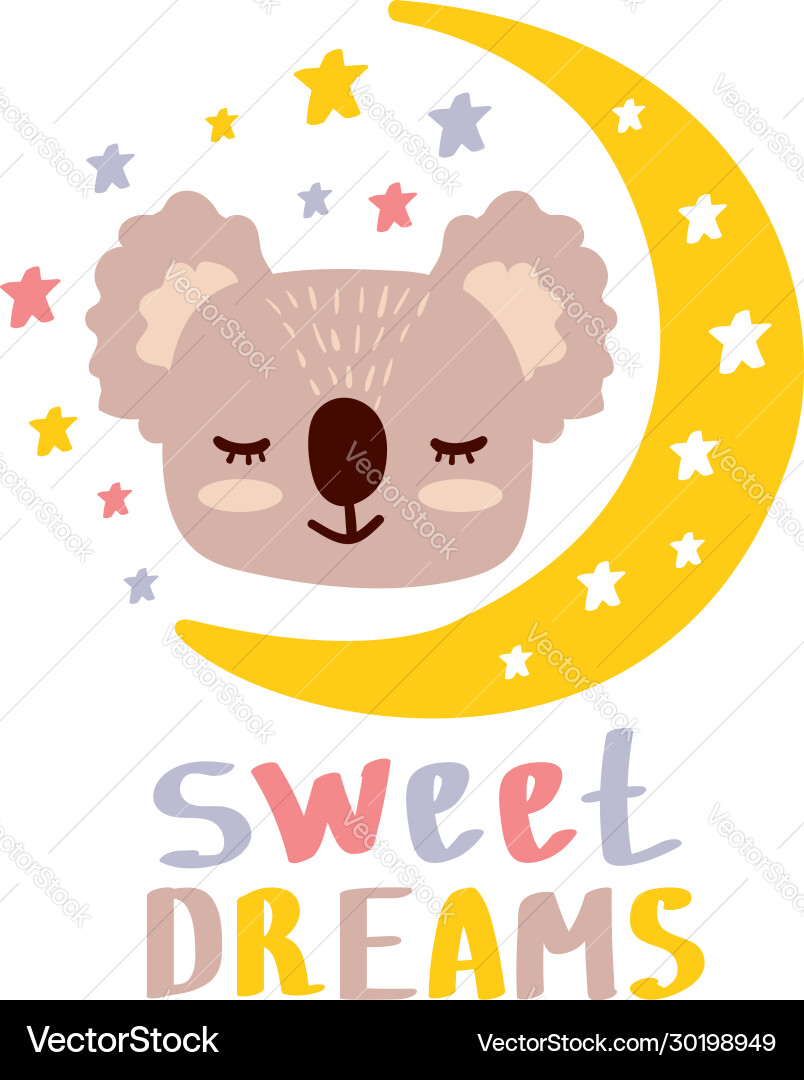 Cute koala sweet dreams Royalty Free Vector Image