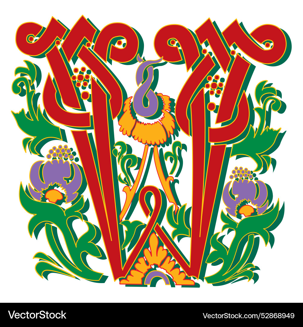 Masselle initial caps font capital letter w design