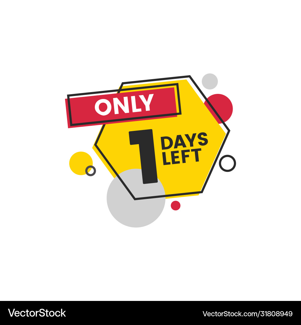 One Day Left Sticker - Countdown Badge Royalty Free Vector