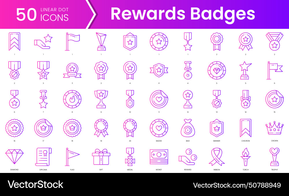 Set of rewards badges icons gradient style icon Vector Image