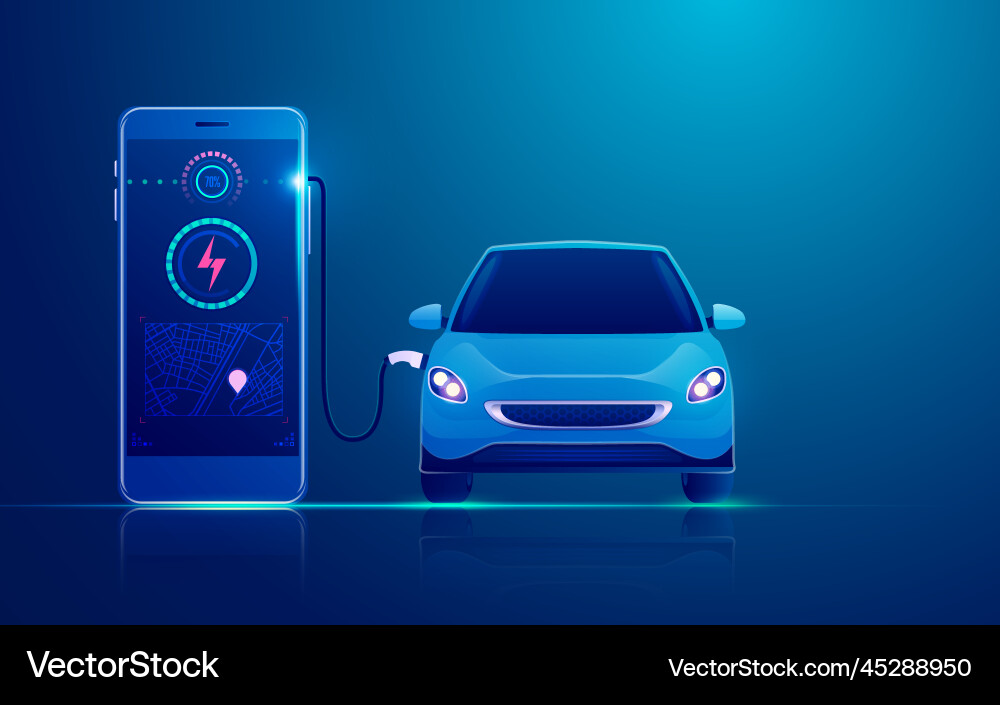 Concept of ev charger station application Vector Image