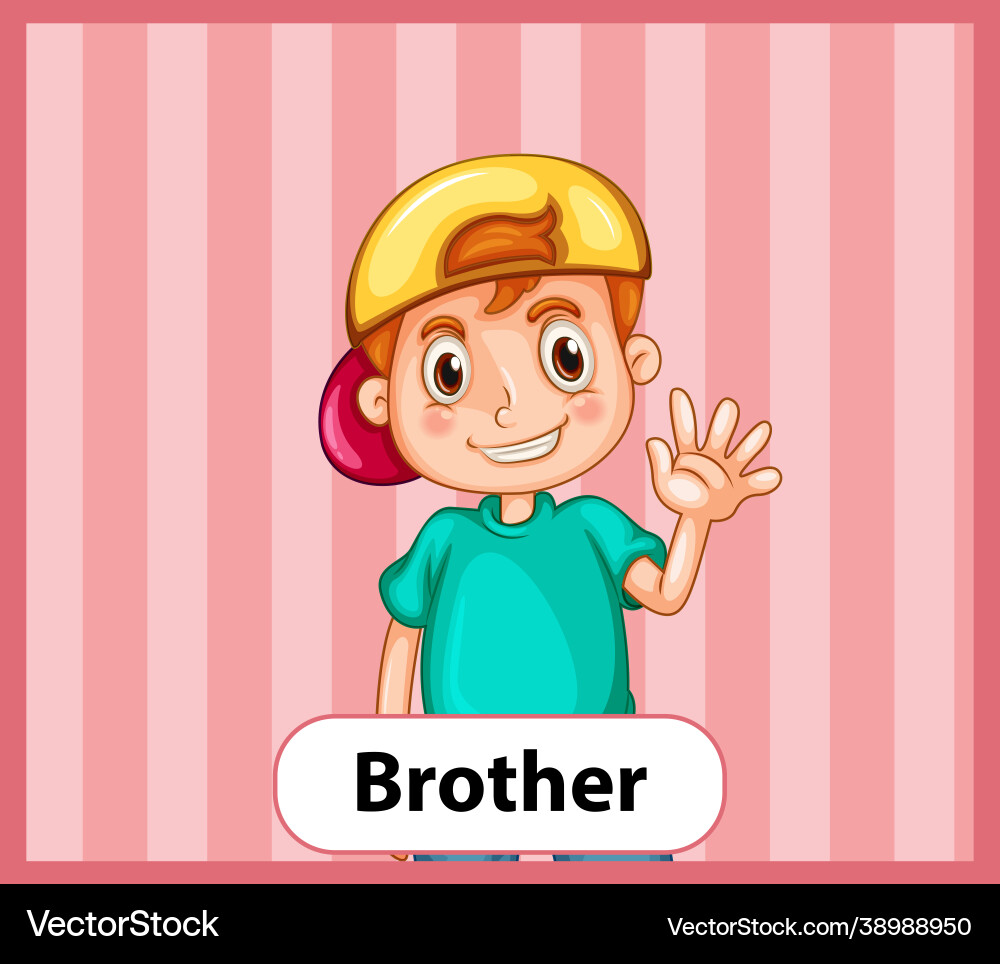 Educational english word card brother Royalty Free Vector