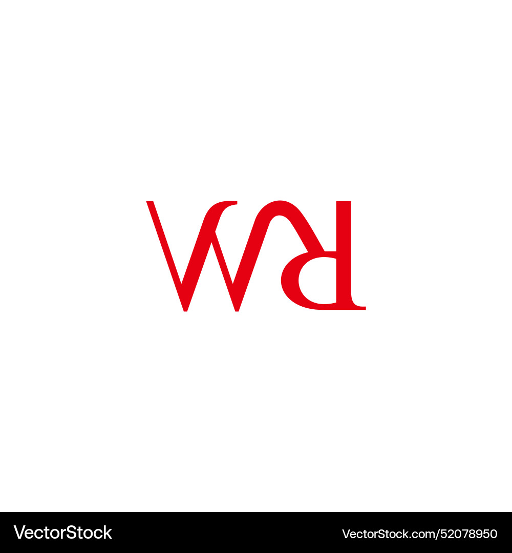 Letter wd linked curves red logo Royalty Free Vector Image