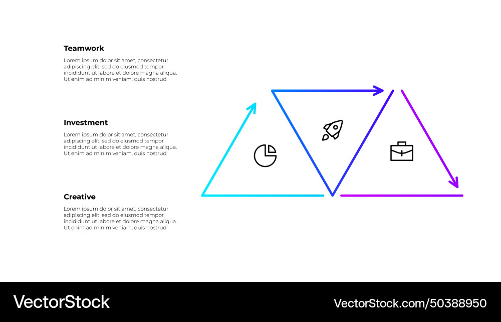 Outline triangles with 3 steps or options Vector Image