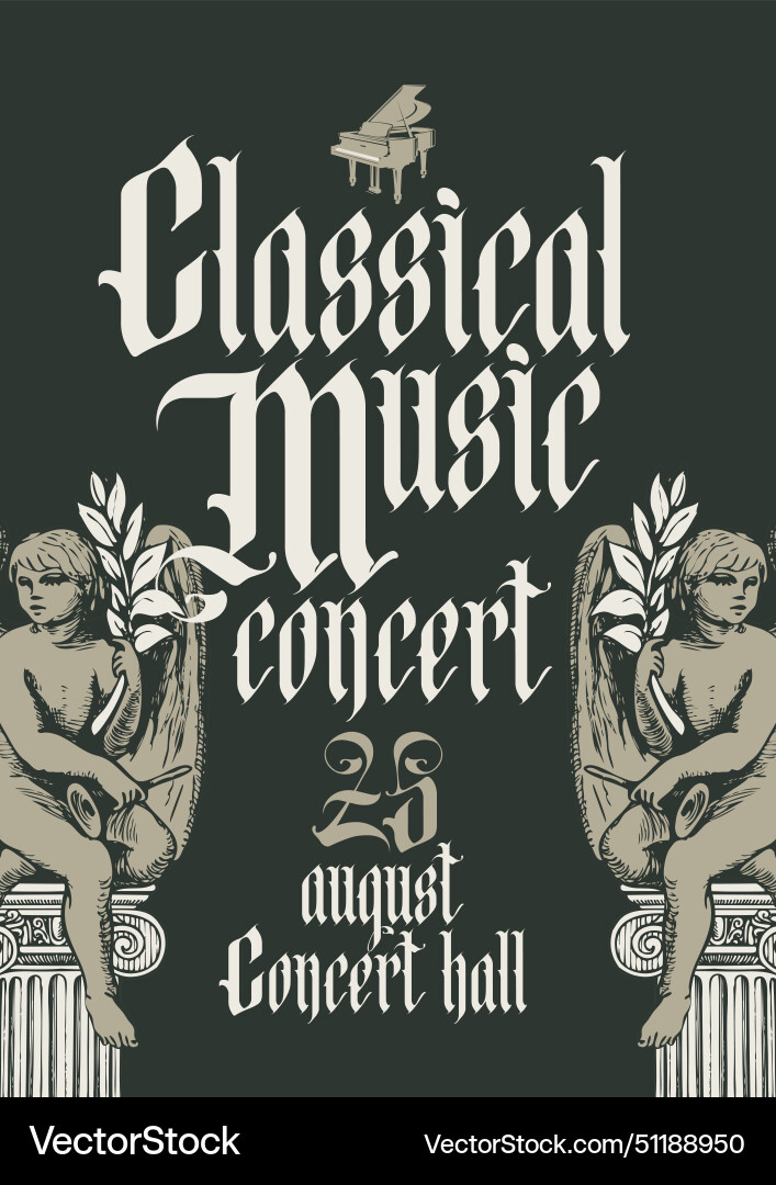 Poster for classical music concert with piano Vector Image