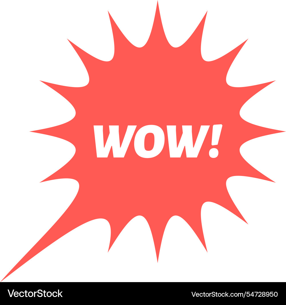 Red starburst featuring bold wow lettering Vector Image