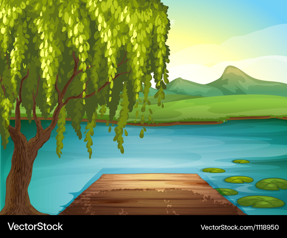 River and jetty Royalty Free Vector Image - VectorStock