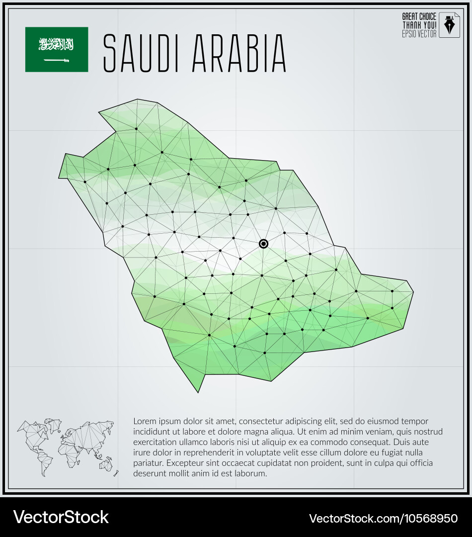 Saudi arabia map in geometric polygonal style Vector Image