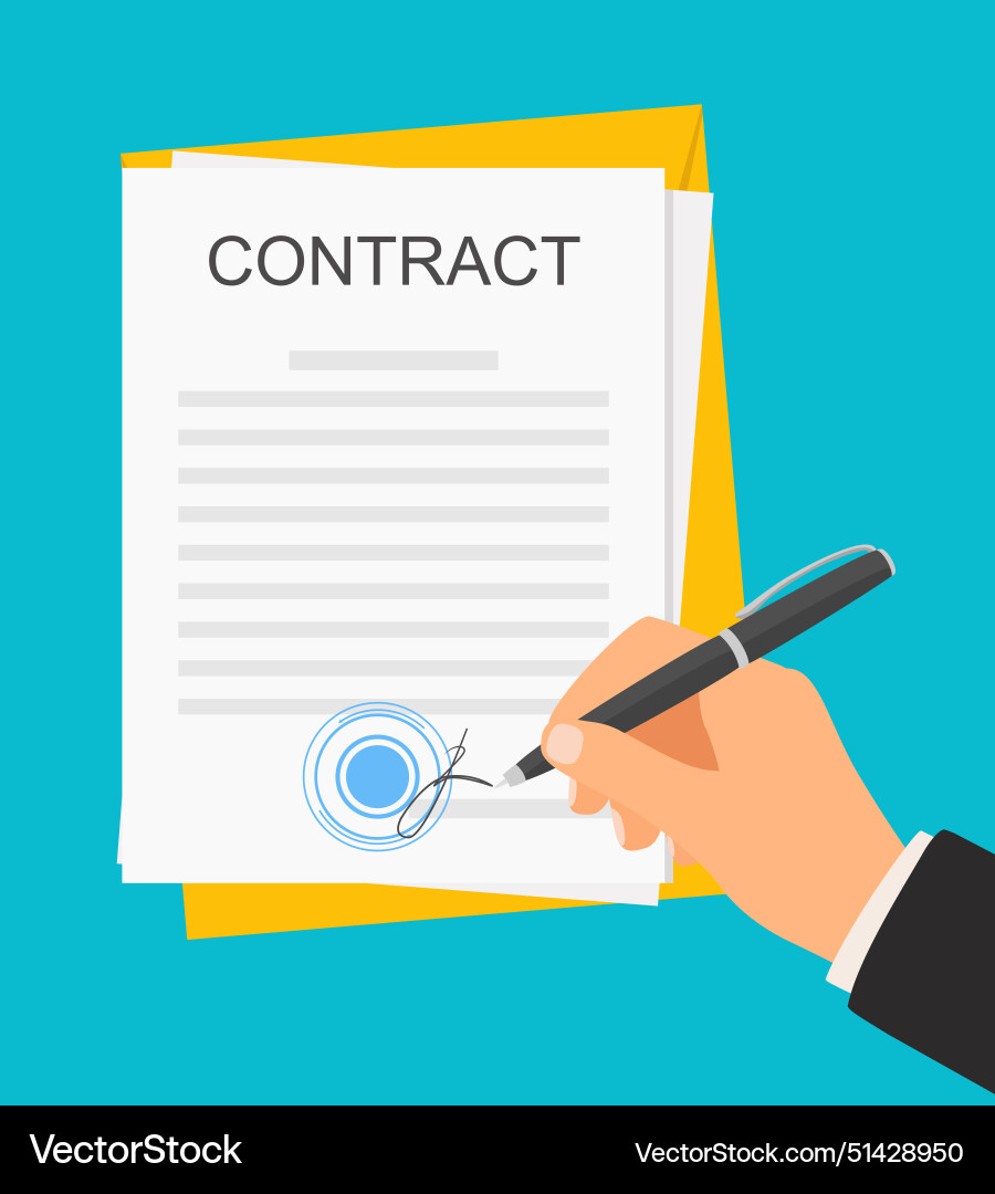 Signed business contract agreement Royalty Free Vector Image