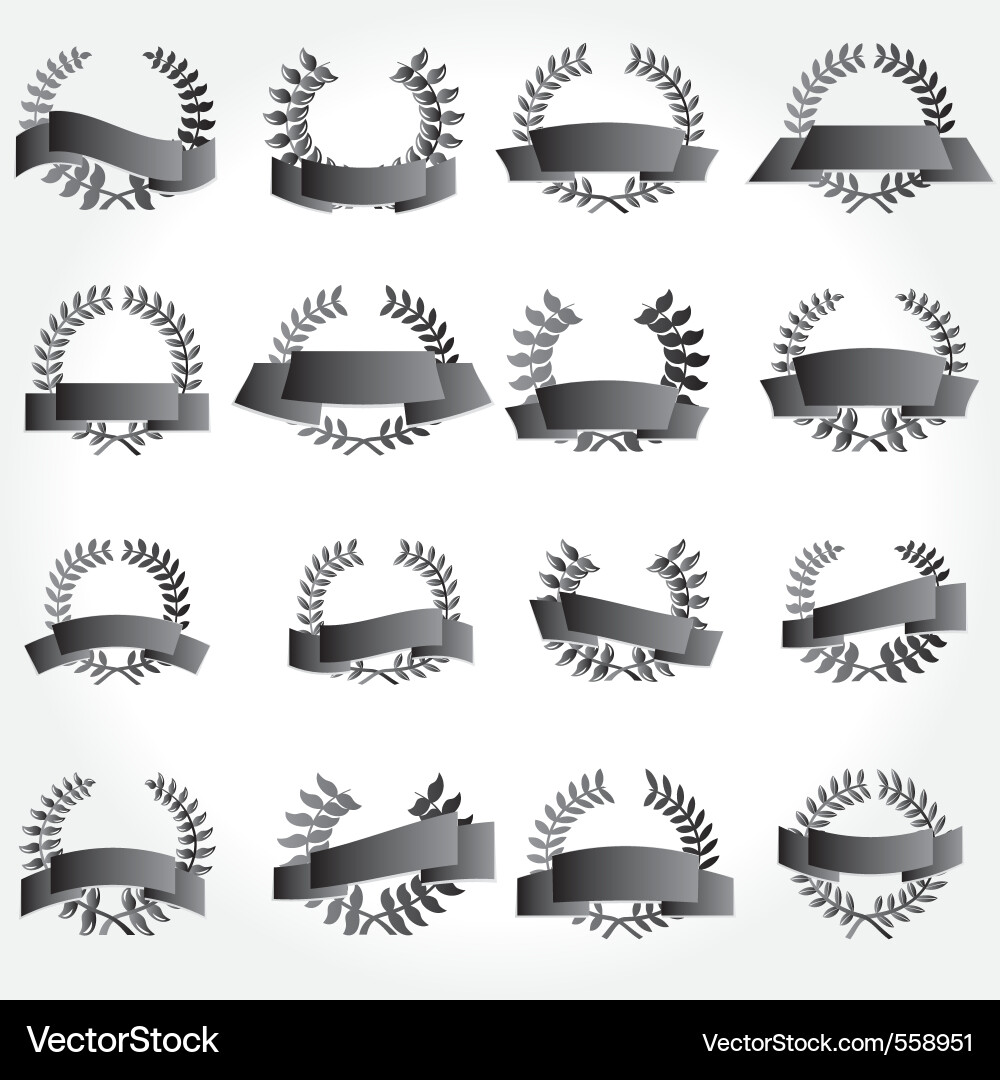 Banner and laurel wreath set Royalty Free Vector Image