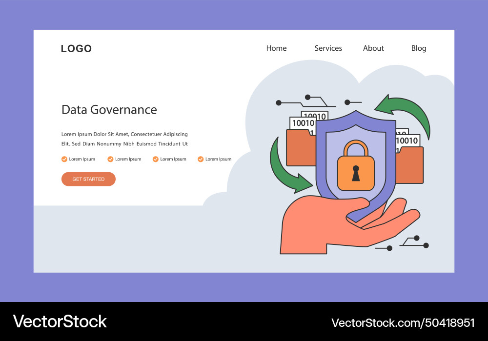 Data governance web or landing information Vector Image