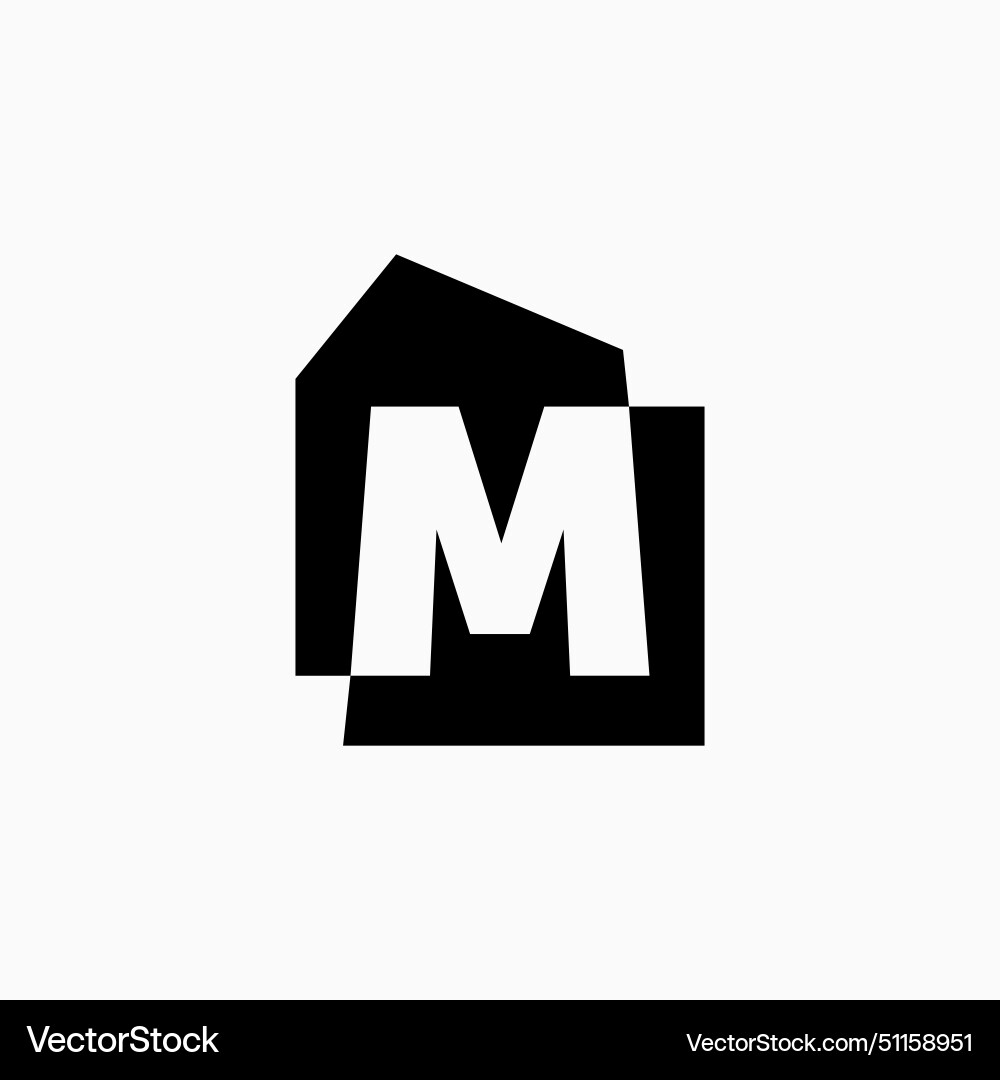 M letter house monogram home mortgage architect Vector Image