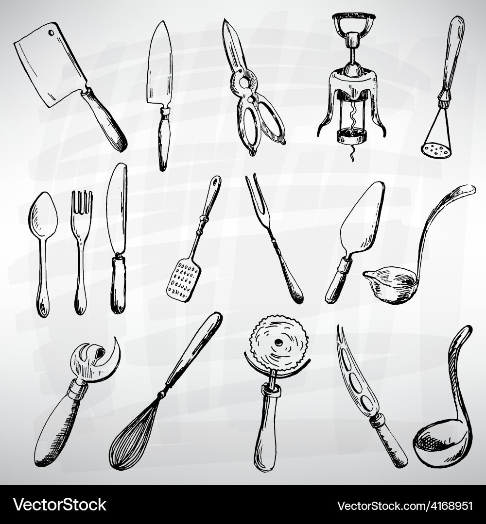 Vintage Cutlery Set Royalty Free Vector Image - VectorStock