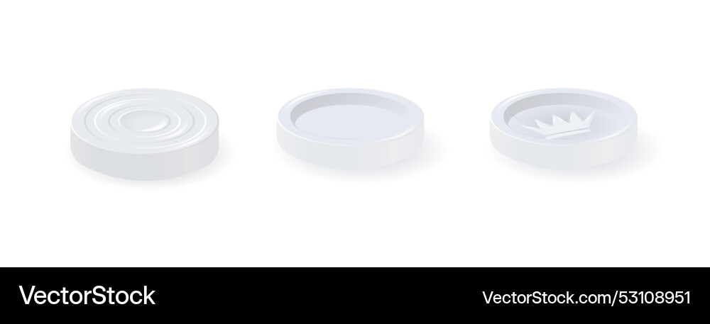 White checkers chips 3d realistic round badge Vector Image