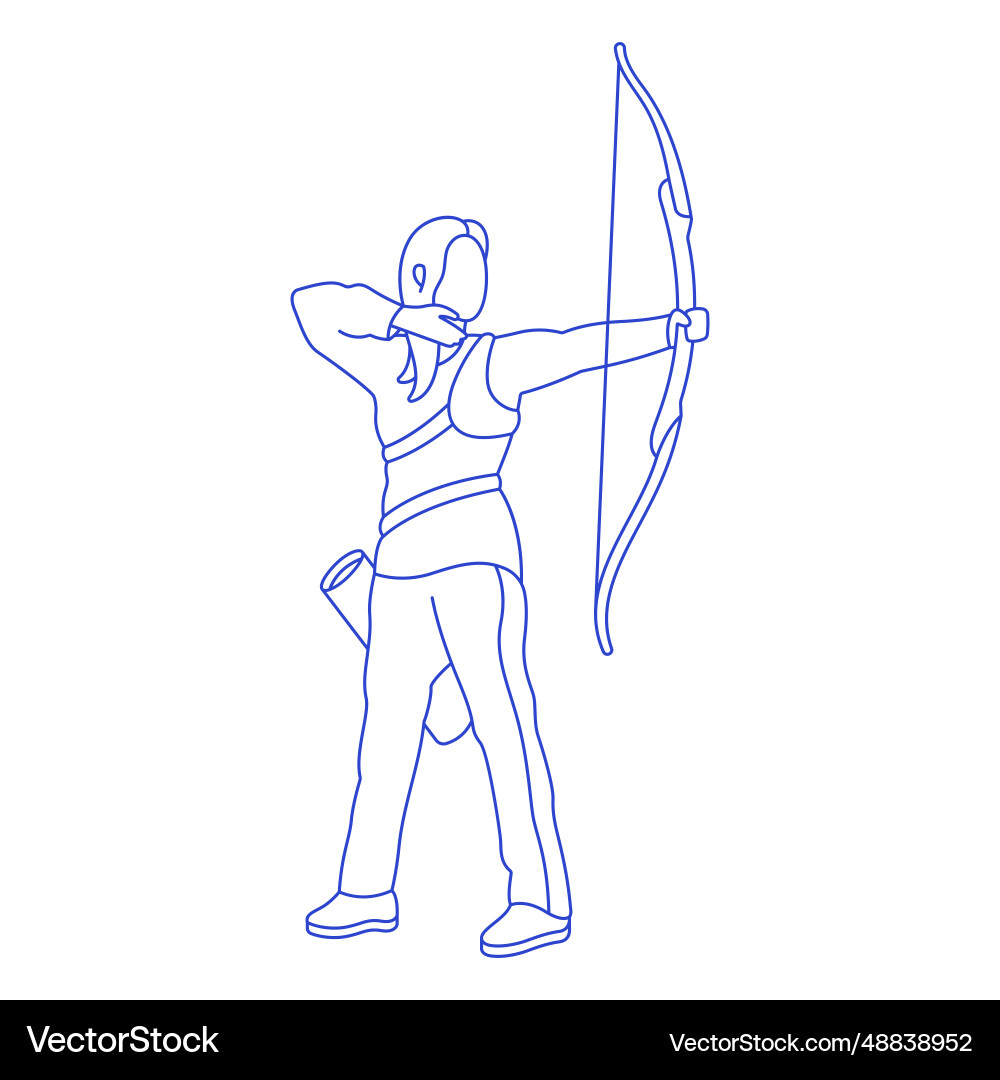 Female archer stroke Royalty Free Vector Image