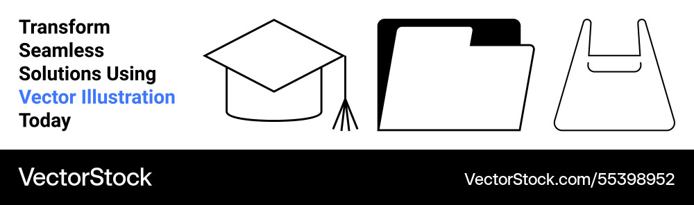 Graduation cap file folder and plastic bag Vector Image