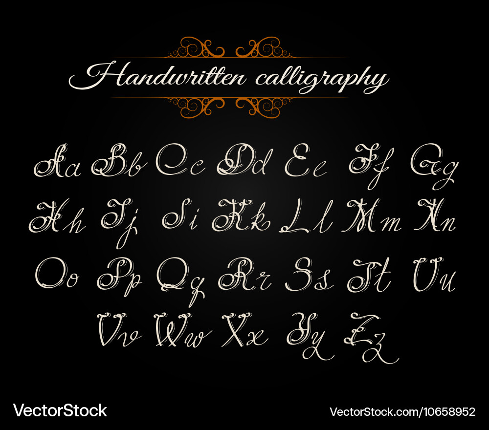 Handwritten calligraphy font Royalty Free Vector Image