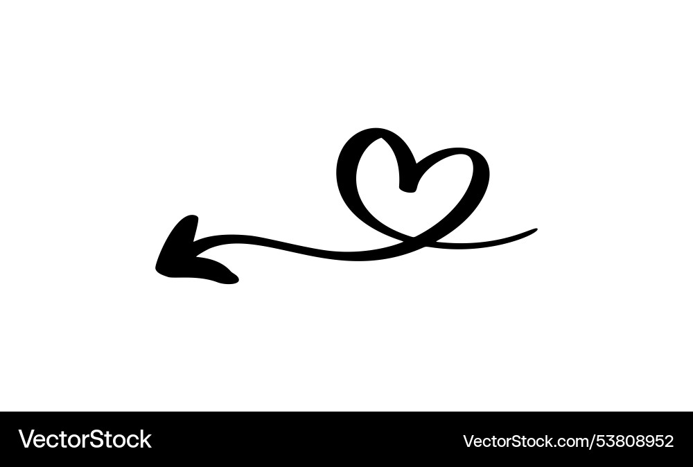 Heart shaped valentine arrow with flowing line Vector Image