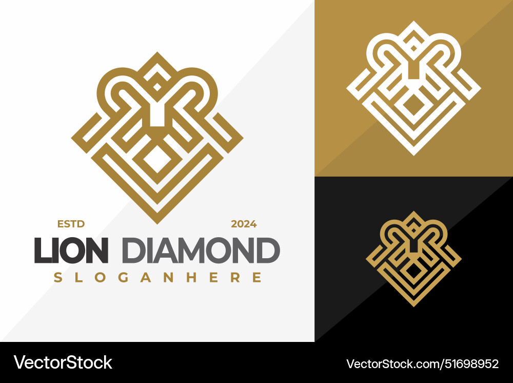Lion diamond head logo design symbol icon Vector Image