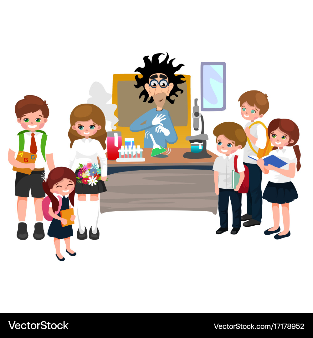 Professor and student girl boy Royalty Free Vector Image